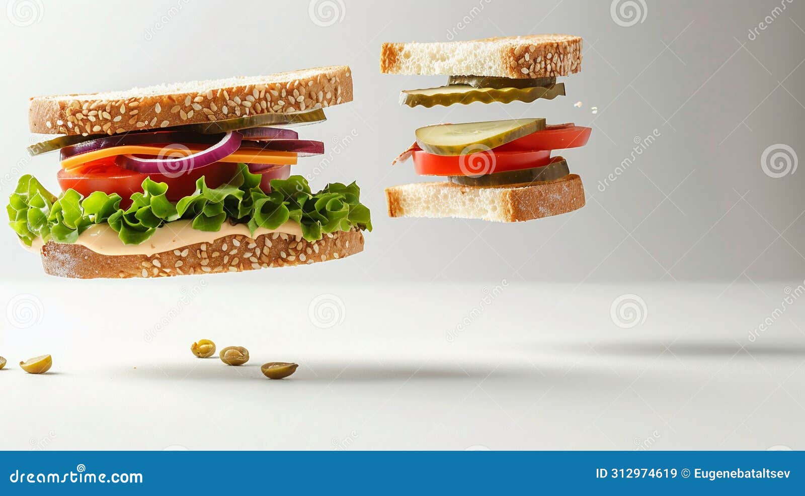 Levitating Sliced Salami Pieces With Herbs And Spices On A Purple ...