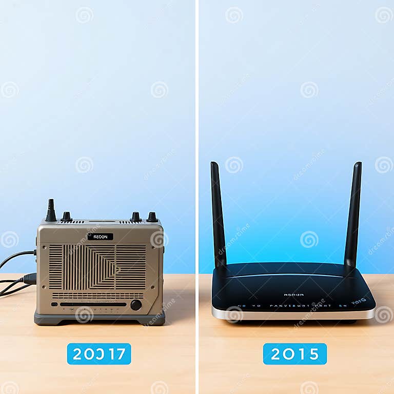 A Creative Image Showing the Evolution of Routers with an Old Router ...