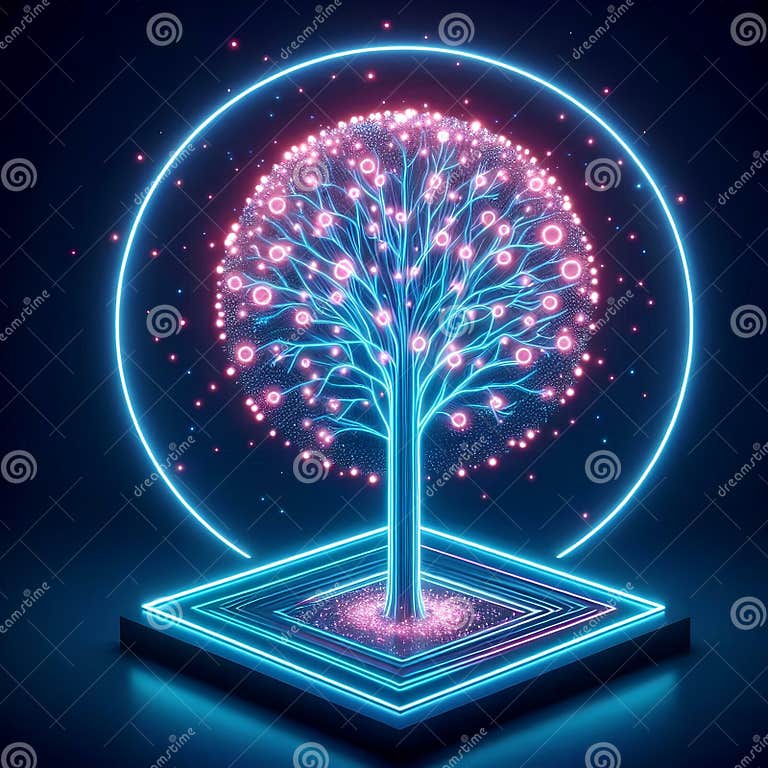 Creative Image of a Tree with Light Effect Stock Illustration ...