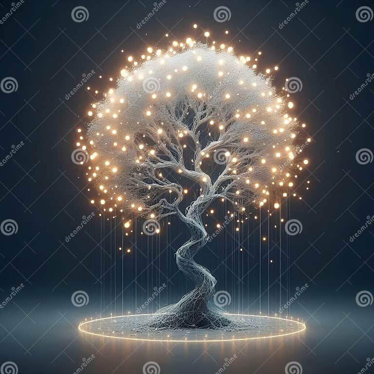 Creative Image of a Tree with Light Effect Stock Illustration ...