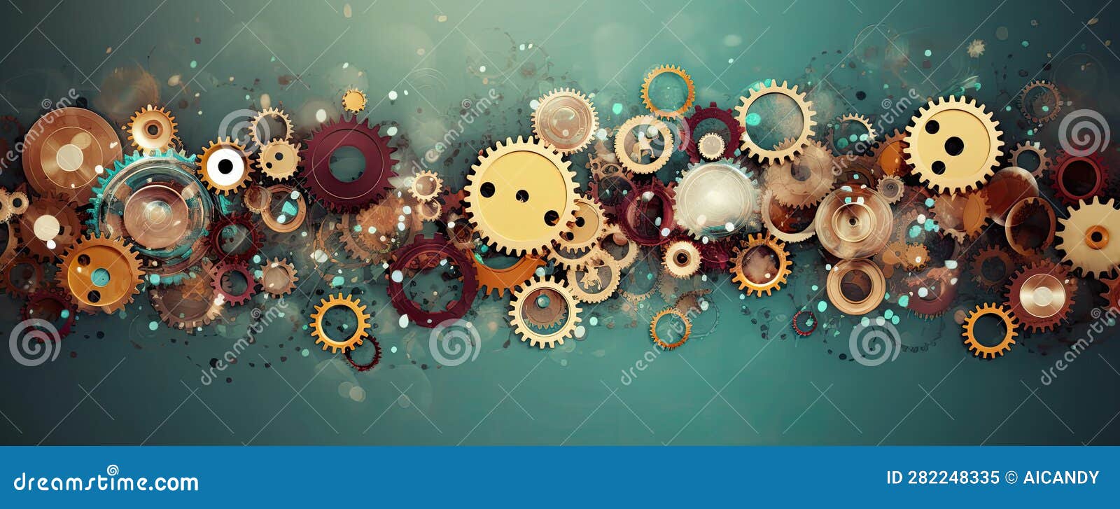Creative and Imaginative Background with Floating Gears and Cogwheels ...