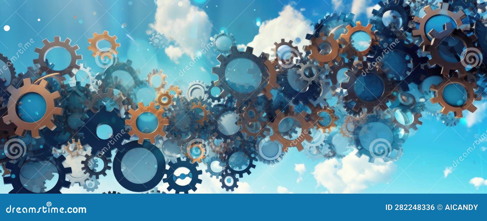 Creative and Imaginative Background with Floating Gears and Cogwheels ...