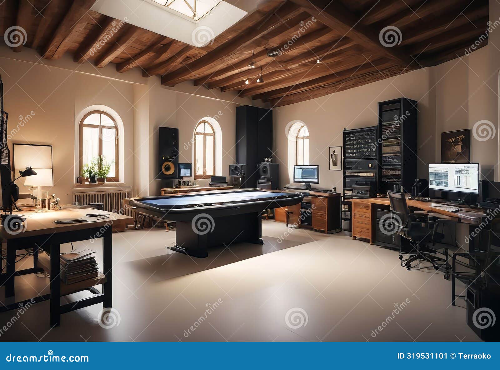 Creative Indoor Interior Design Studio, Modern Office Design, Premises, Royalty-Free ...