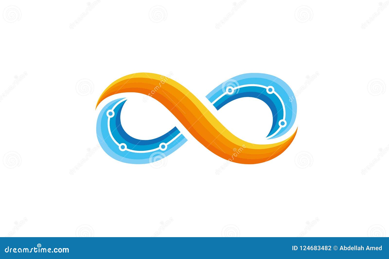 Creative Infinity Blue Orange Technology Design Logo Stock Vector ...