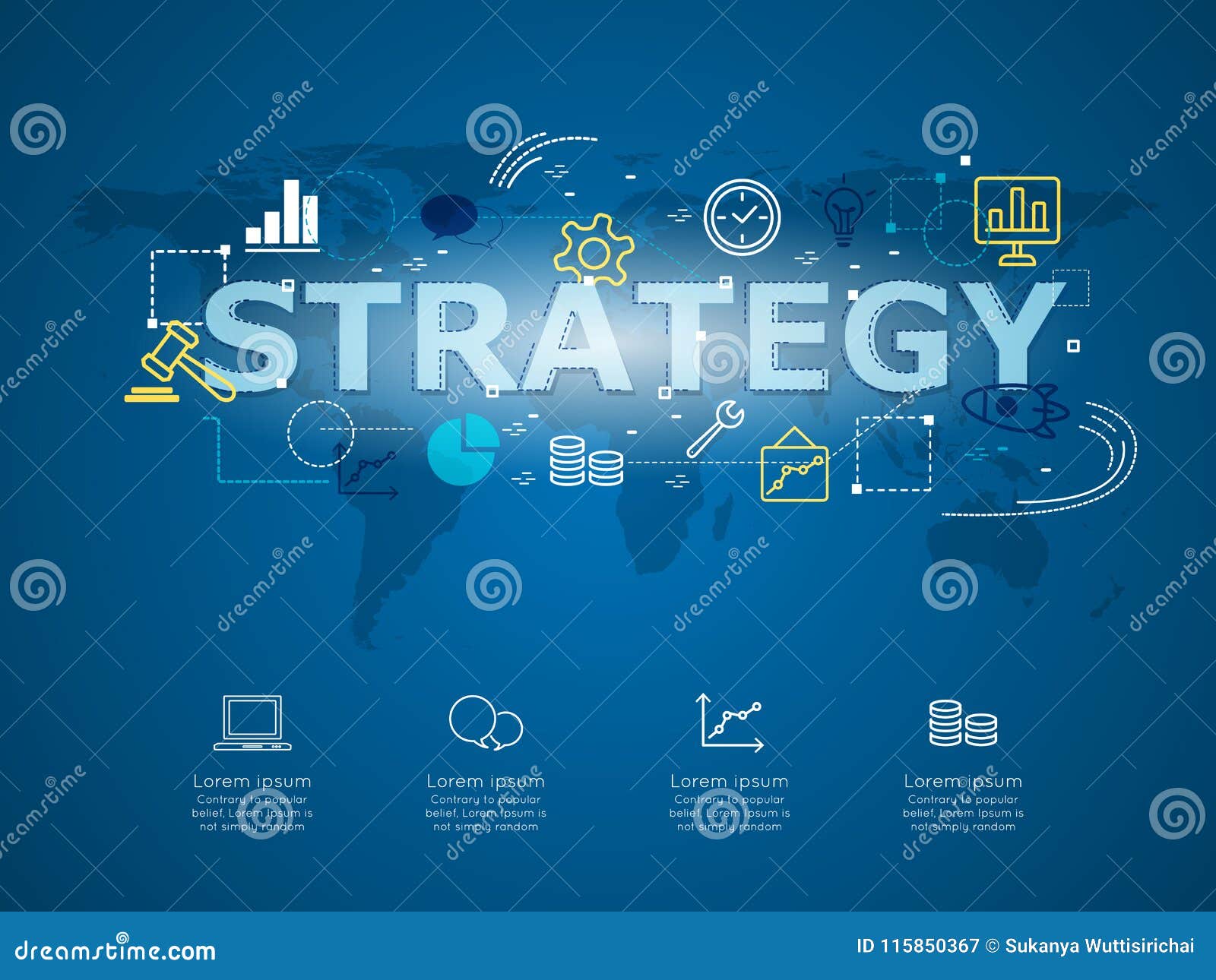 Creative Infographic of Business Strategy with World Map Stock ...