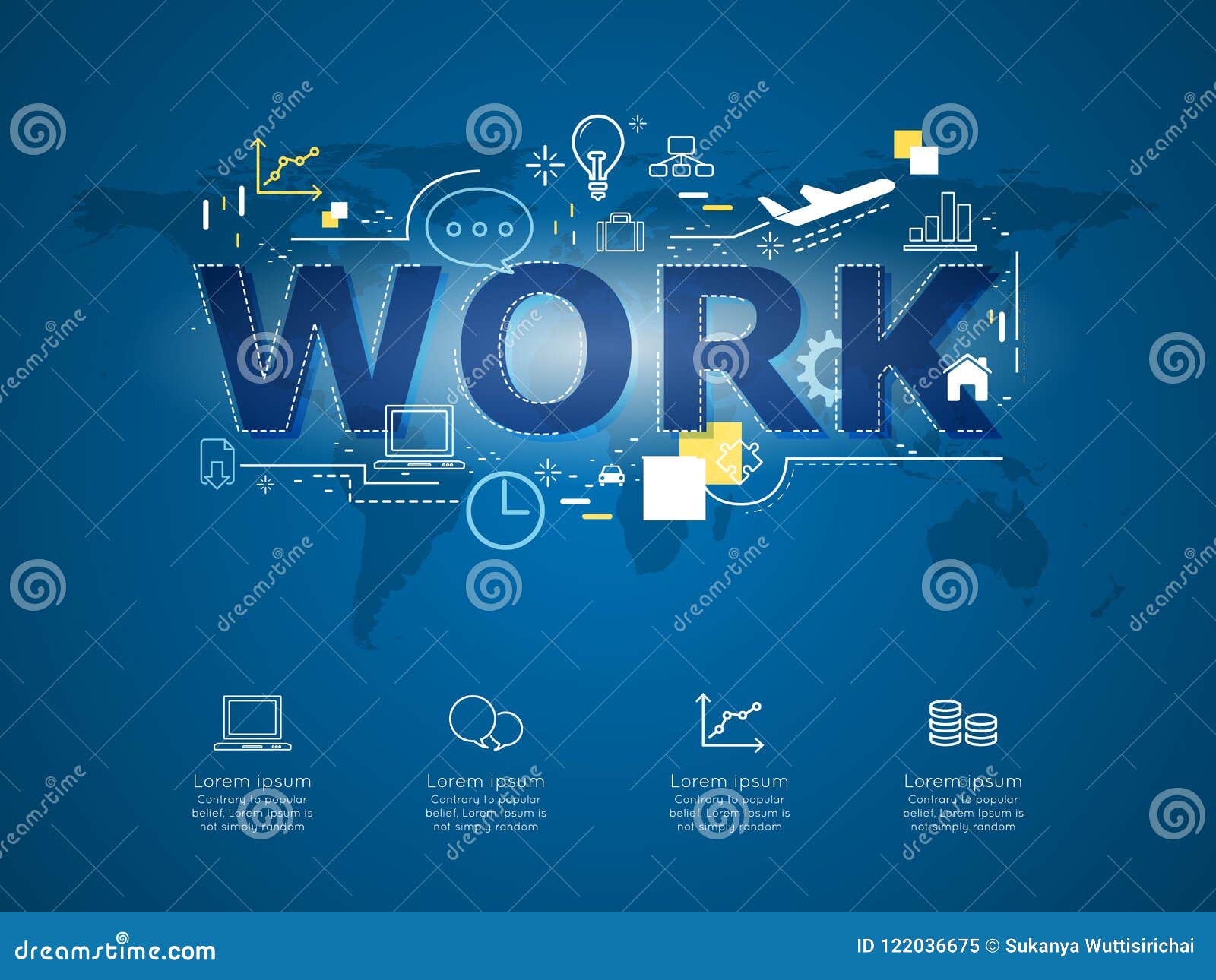 Creative Infographic of Business Work with World Map Stock Vector ...