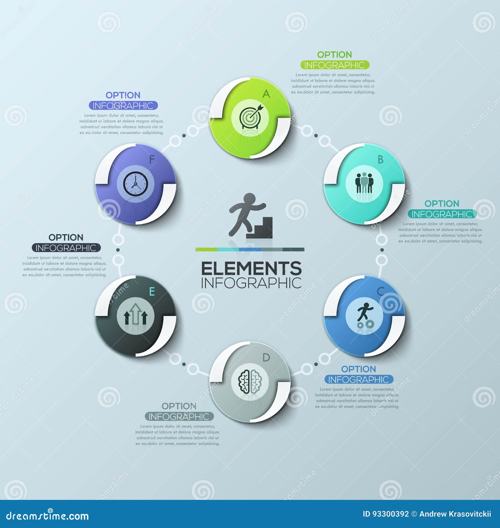 Creative Infographic Design Layout, Round Diagram with 6 Circular ...