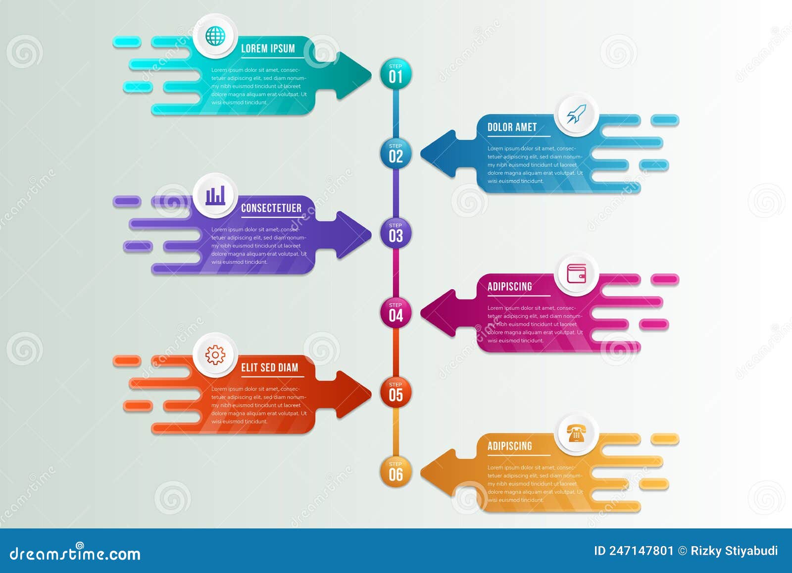 Creative Infographic Design Template with 6 Square Elements, Stock ...