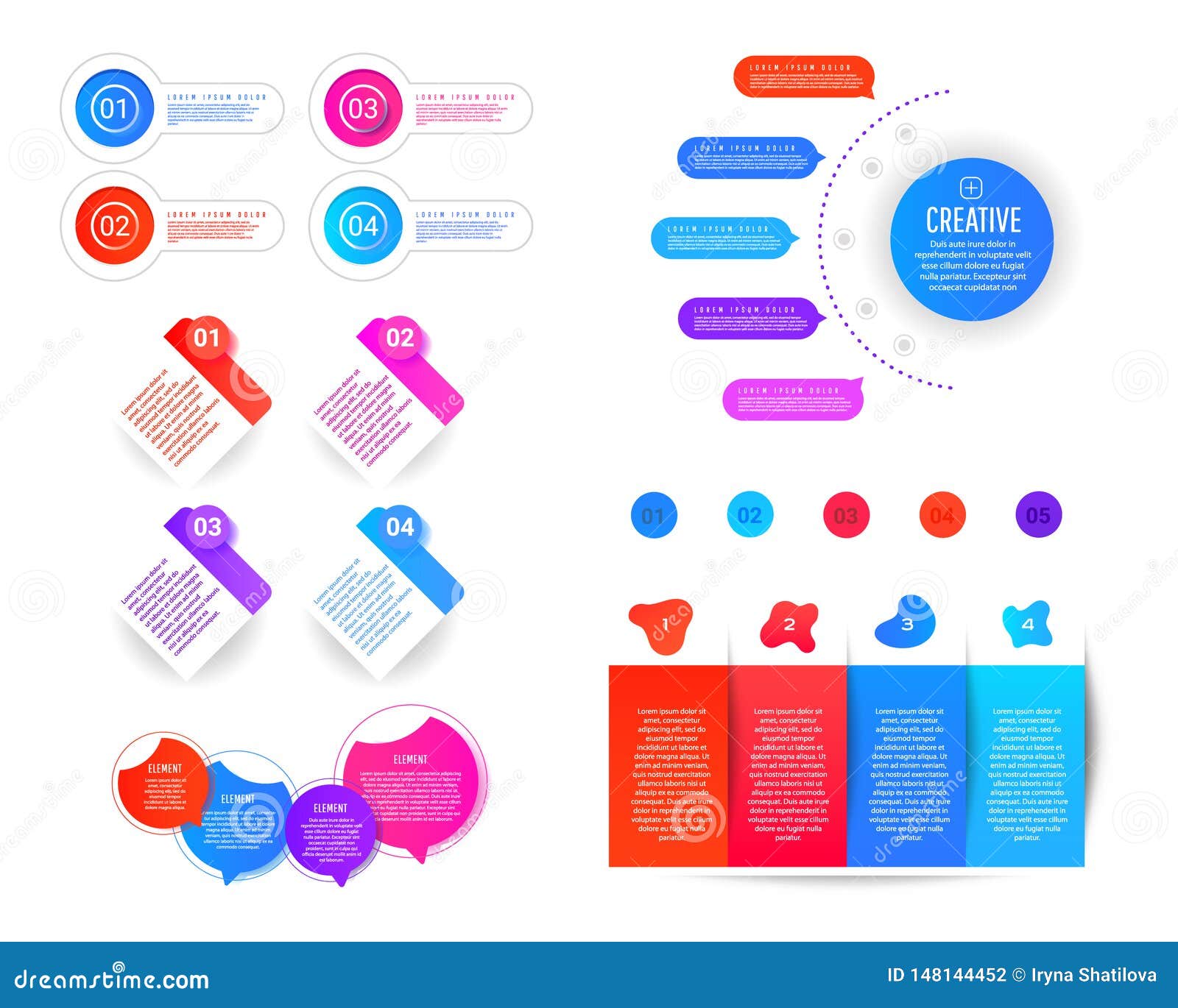 Creative Infographic Template with Colorful Round Elements, Pointers ...