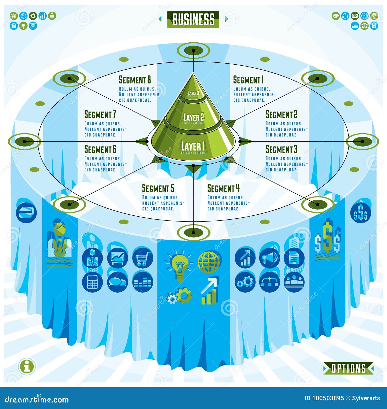 Creative Infographics Composition, 3d Table with Layered Pyramid Stock ...