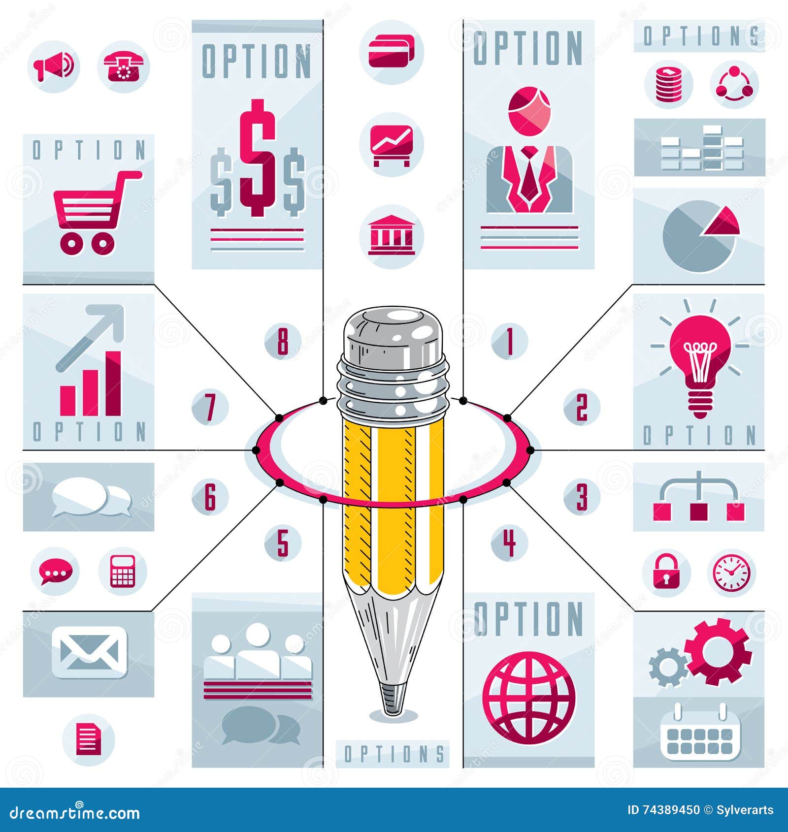 Creative Infographics Concept, Pencil Centered Drawing Scheme, V Stock ...