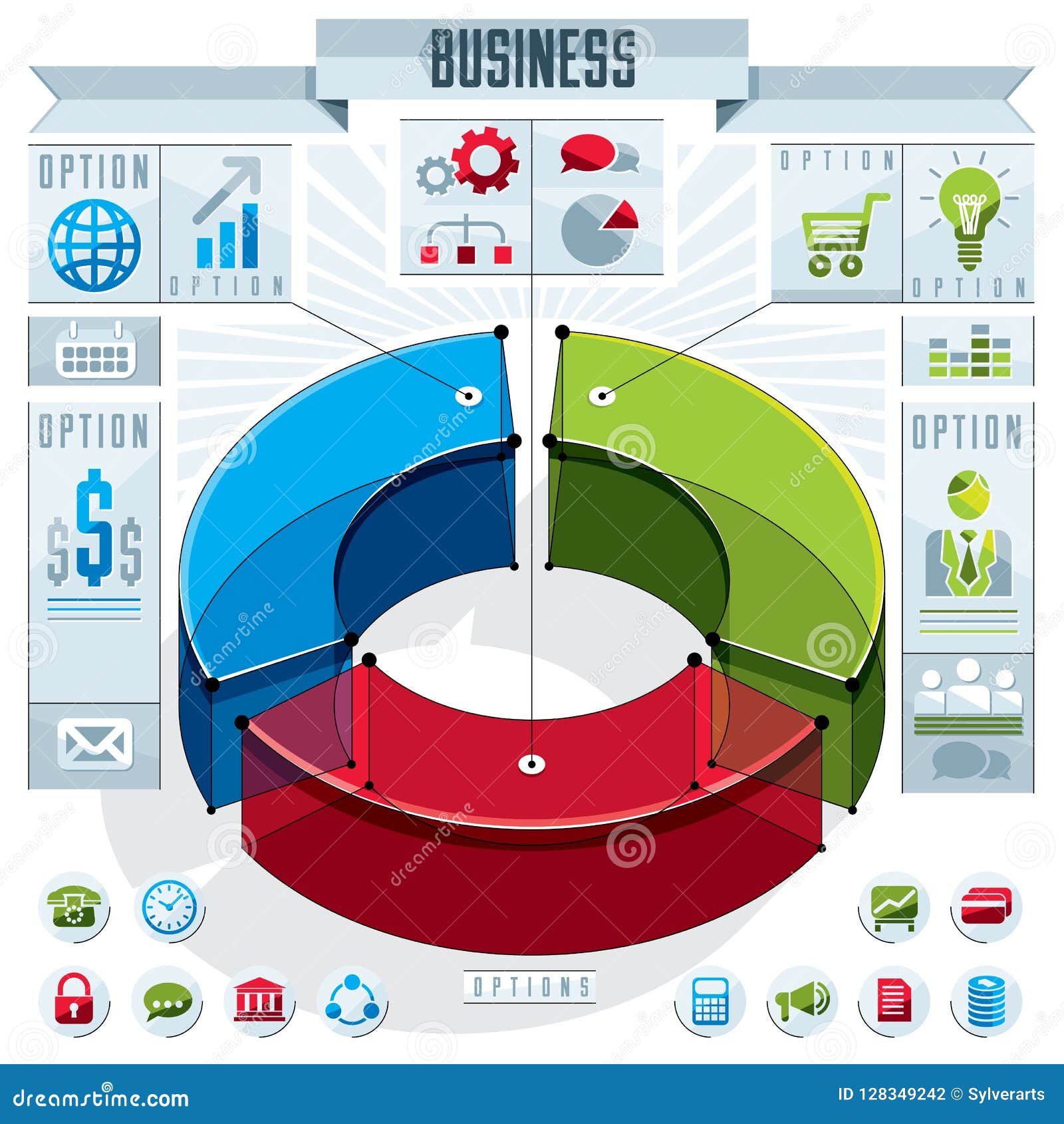 Creative Infographics Element, 3d Three Sectors Circle Idea, Vector ...