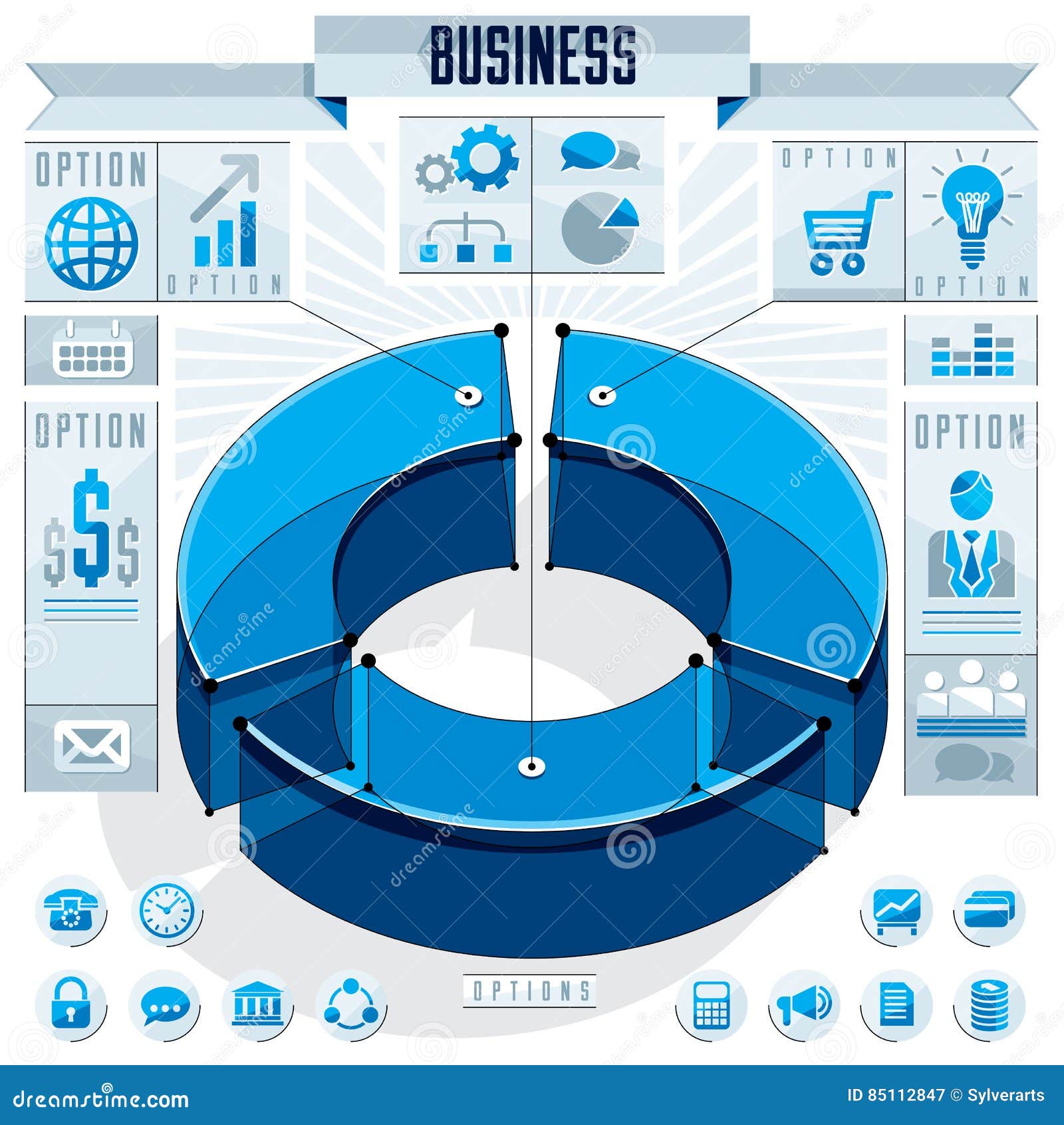 Creative Infographics Elements Concept, 3d Three Sectors Circle Stock ...
