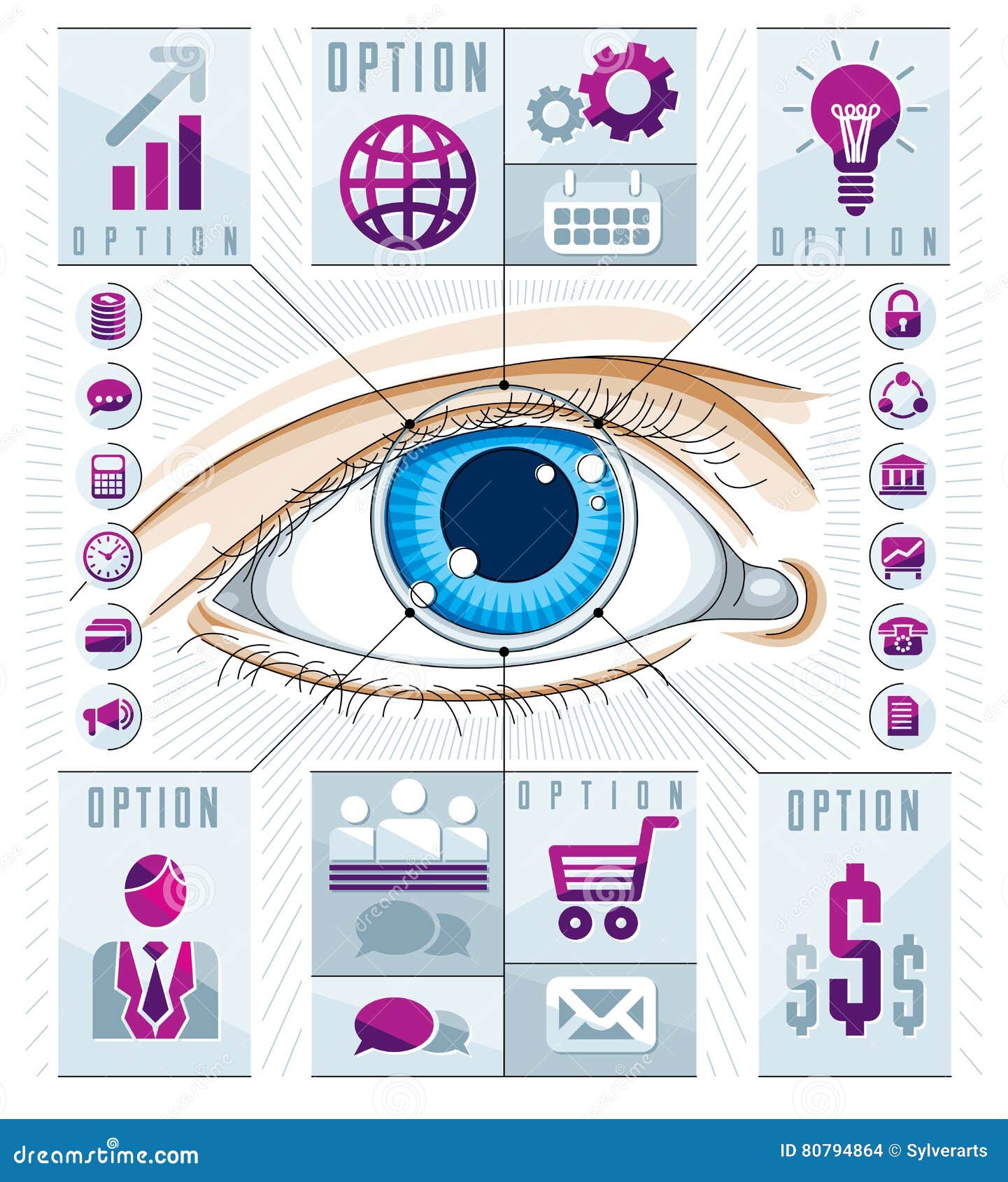 Creative Infographics, Human Eye, Looking Eye Idea, Vector Illus Stock ...
