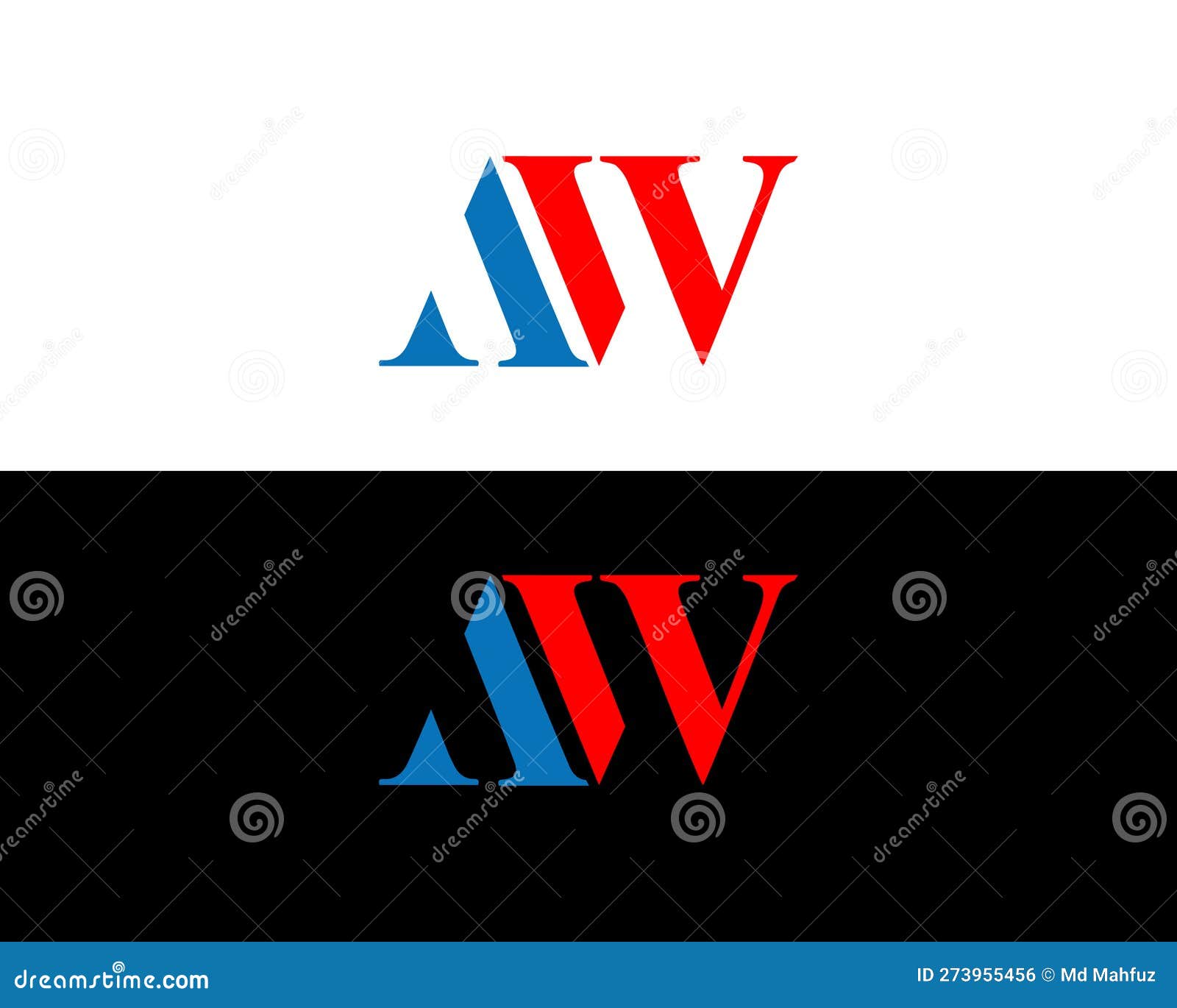 Creative Initial AW Letter Logo Design Stock Vector - Illustration of ...