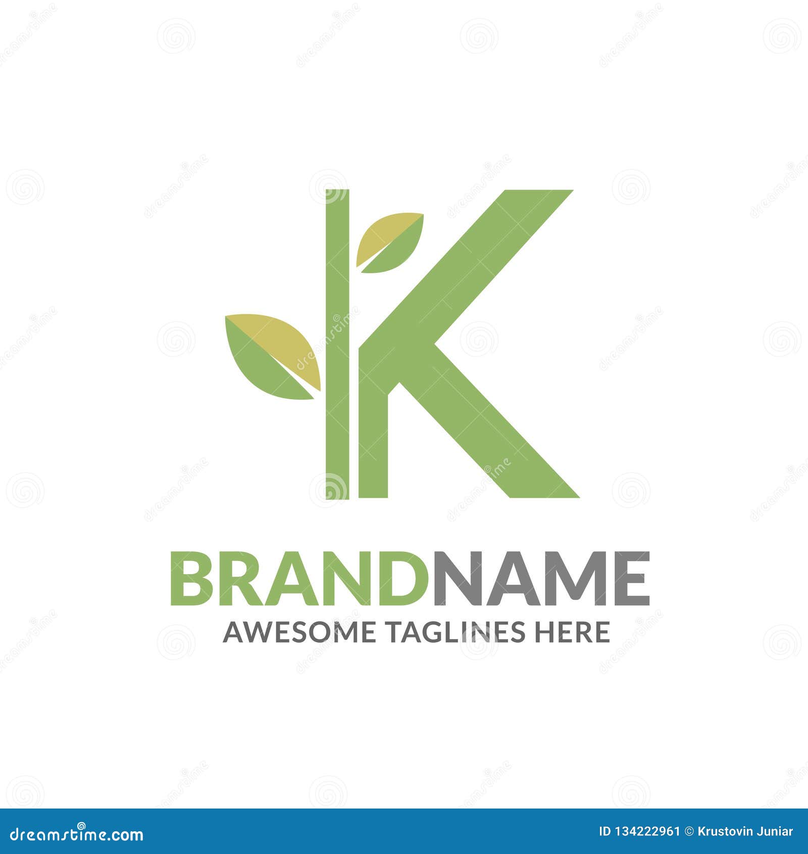 Letter K with Natural Green Leaf Logo Stock Vector - Illustration of ...
