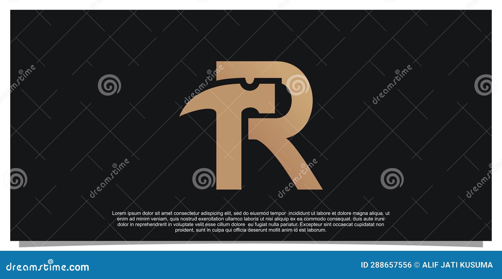 Creative Initial Letter R with Hammer Logo Design Unique Concept ...