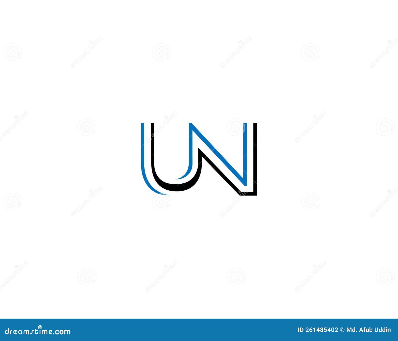 Creative Initial Line UN Letter Modern Logo Stock Vector - Illustration ...