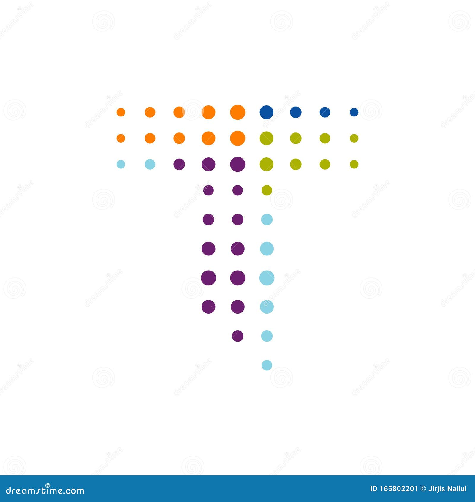 Creative Initial T Letter T Logo Design Vector. Abstract Dots Halftones ...