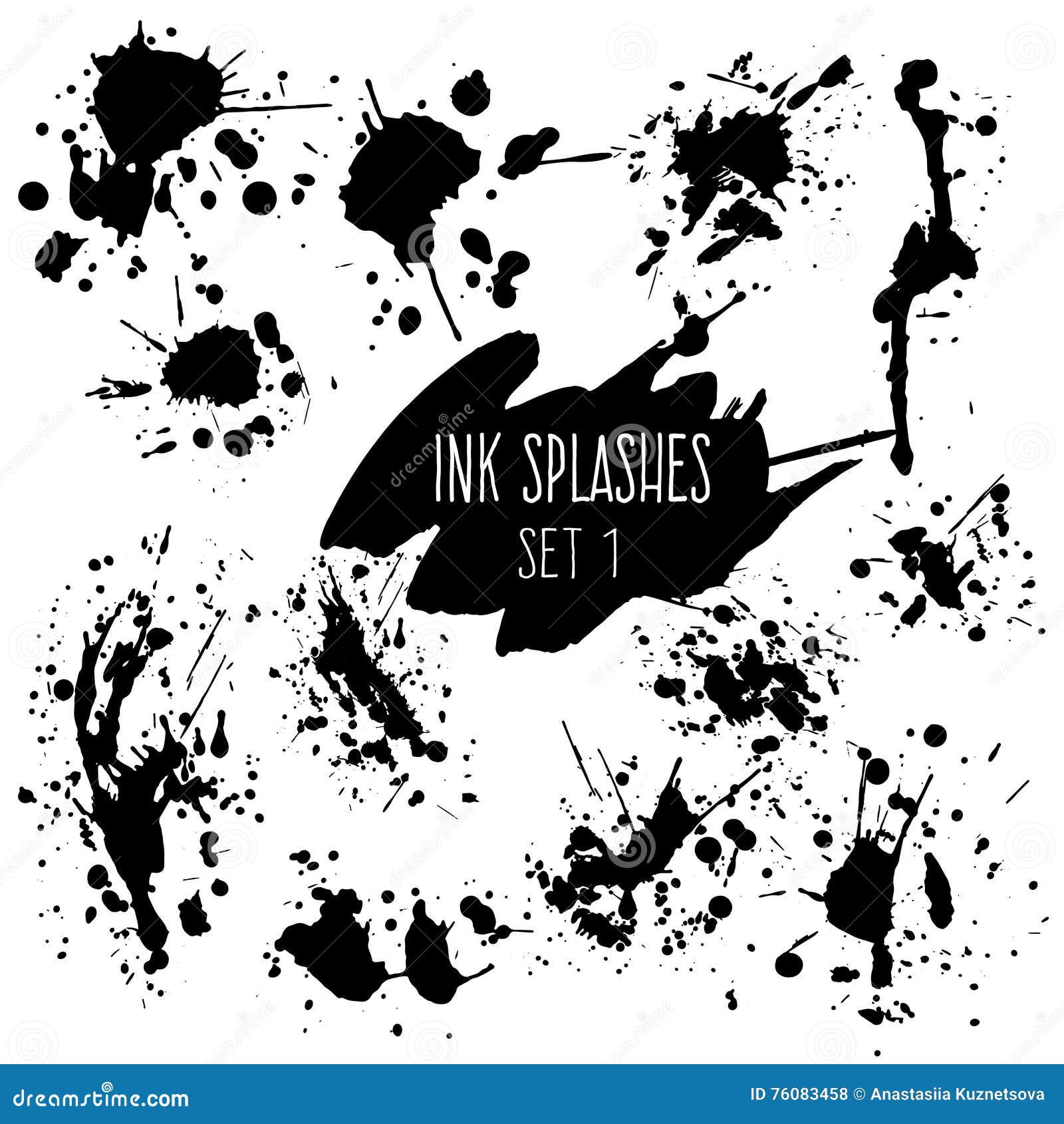 Creative ink splashes set stock vector. Illustration of dynamic - 76083458