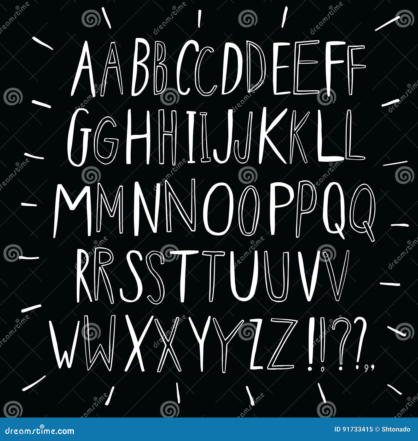 Creative Ink Style Brush Letters Set Stock Illustration - Illustration ...