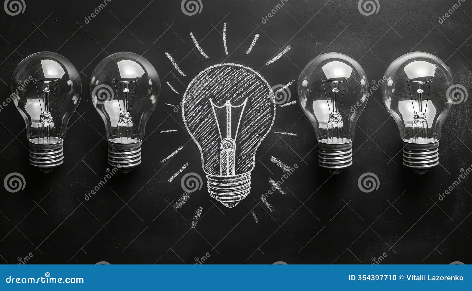 Creative Inspiration Concept with Chalkboard Light Bulb Drawing and ...