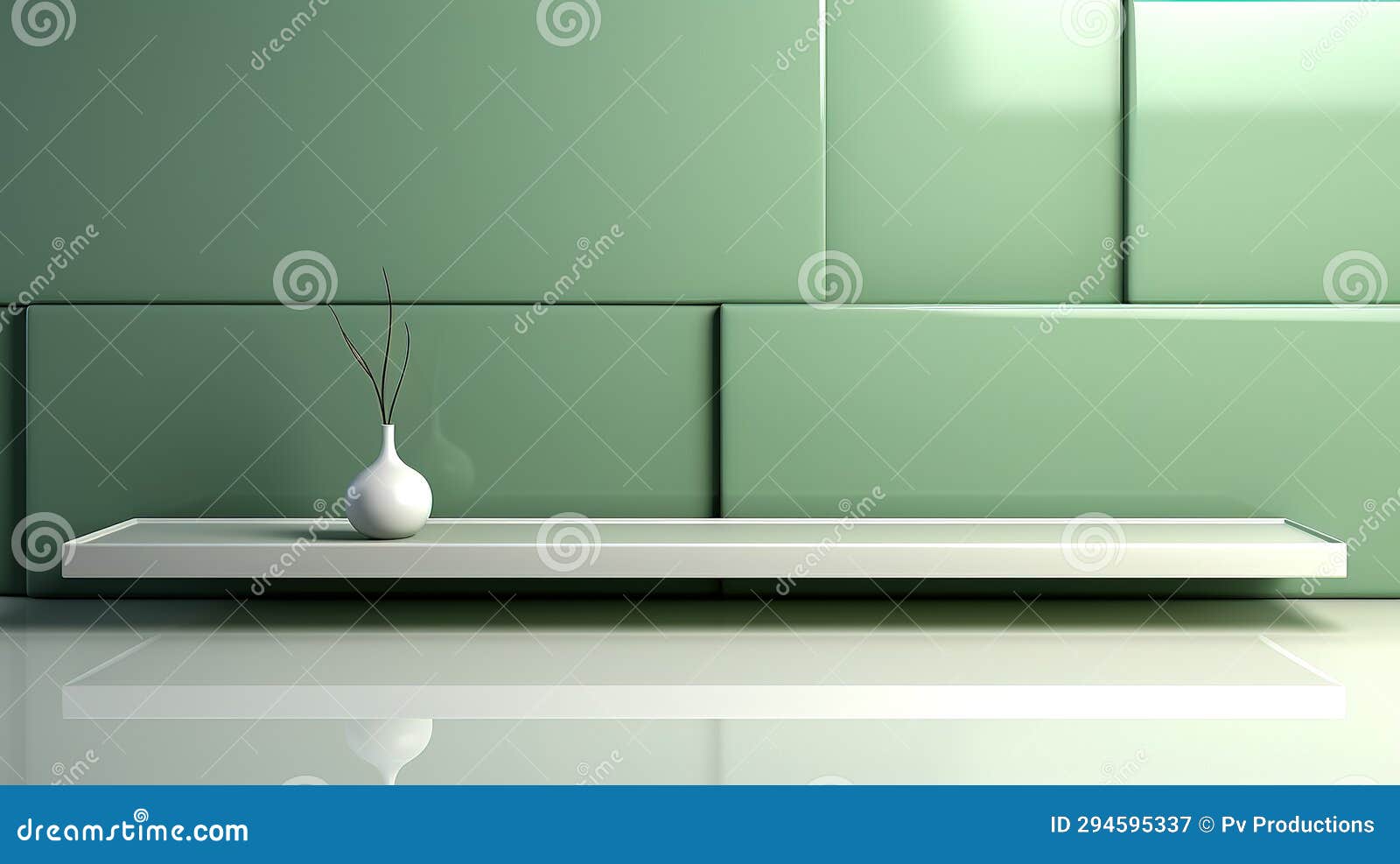 Creative Interior Concept, Green Empty Wall Room with White Product ...