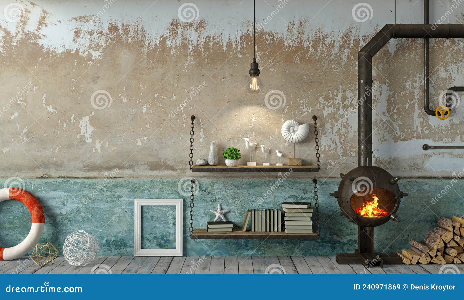 Creative Interior Lighthouse Loft With A Fireplace From A Sea Mine ...