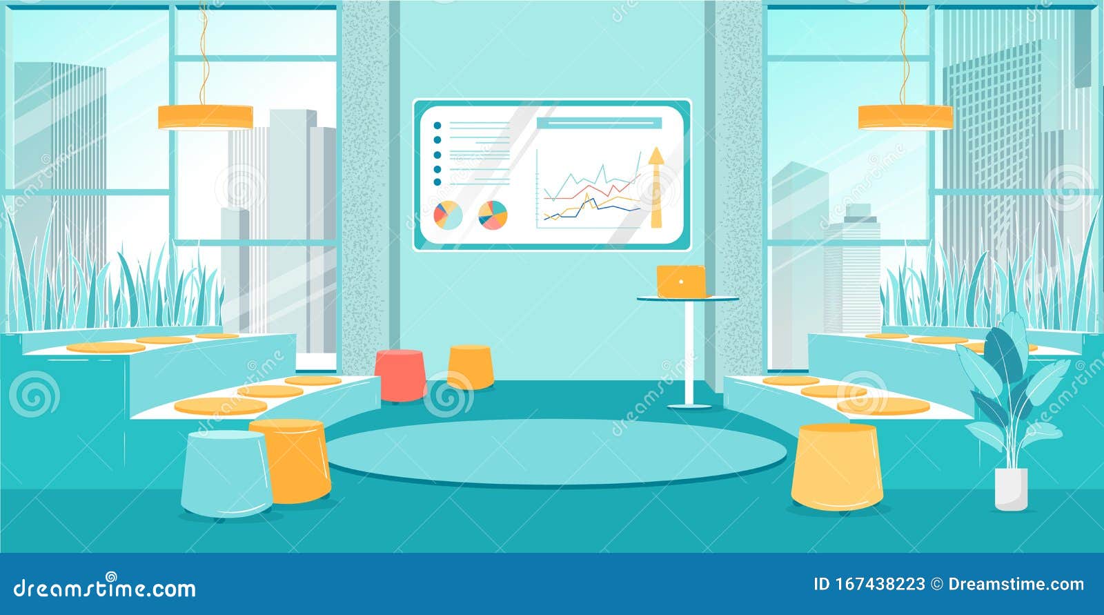 Creative Interior University Study Room, Cartoon Stock Illustration ...