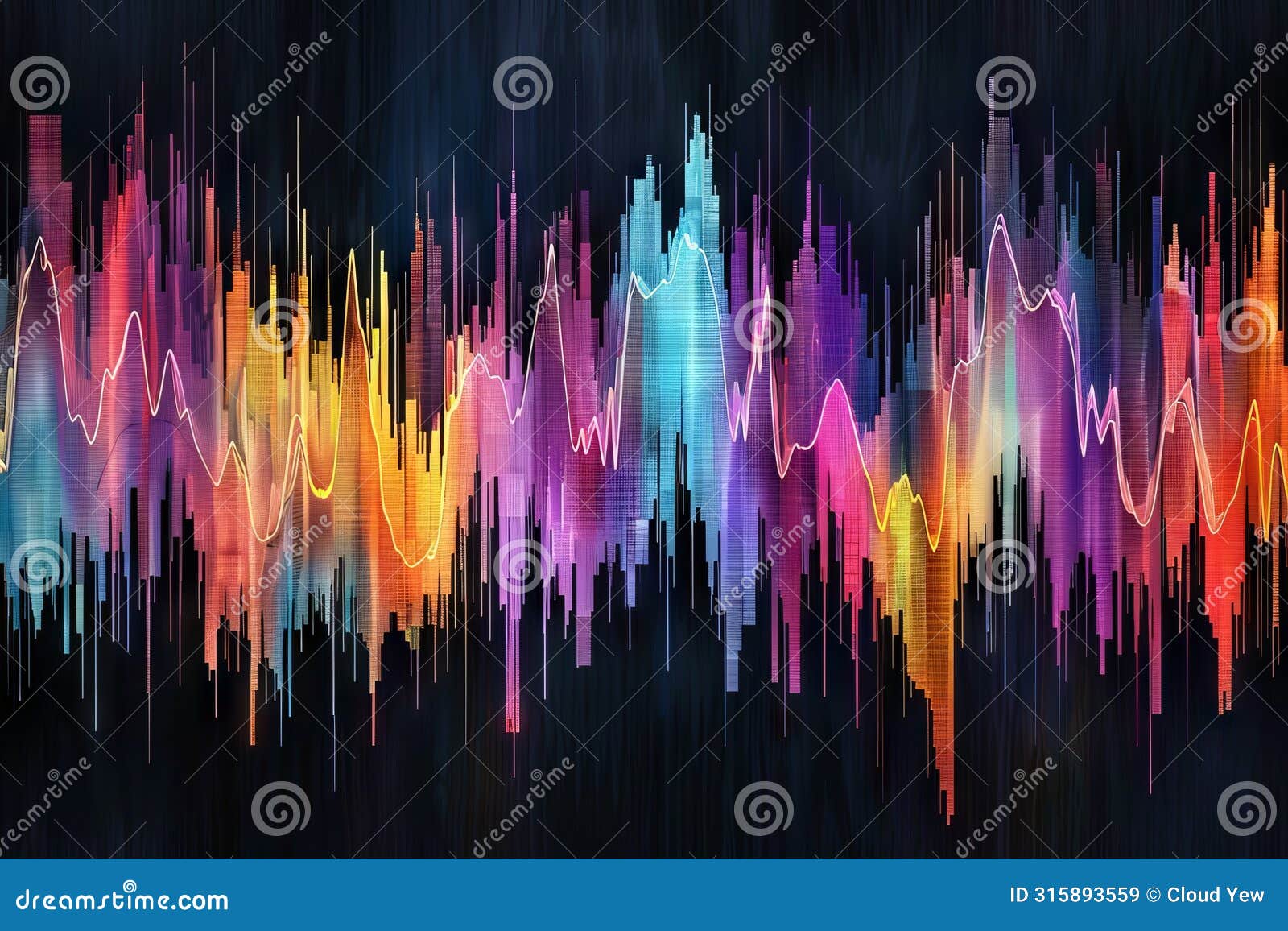 Creative Interpretation of Sound Wave Patterns in a Colorful Abstract ...