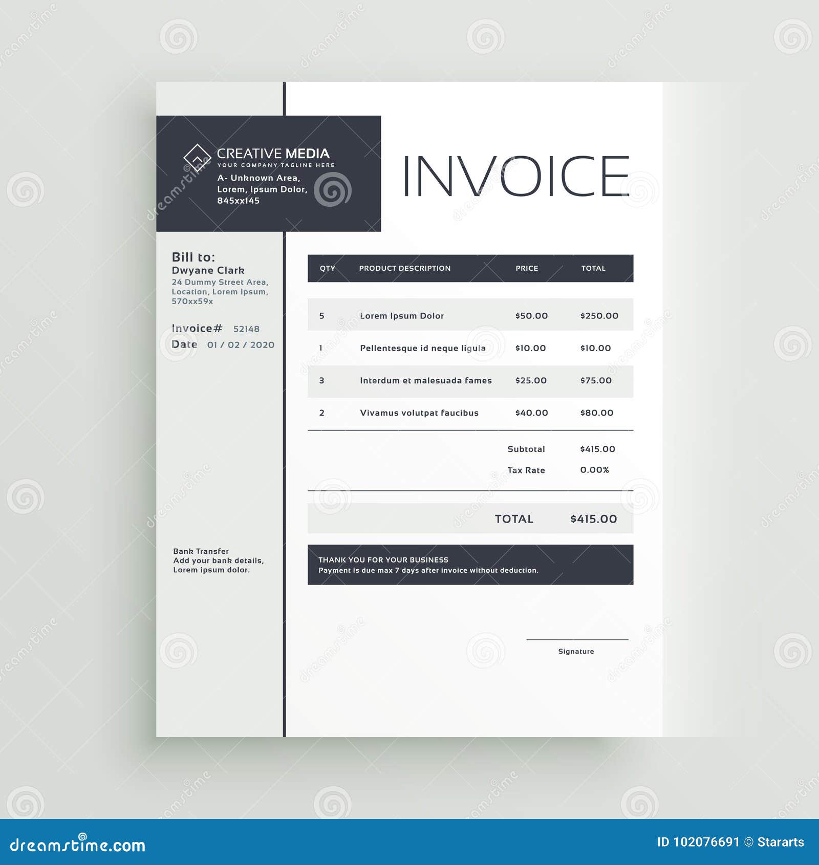 Creative Invoice Template Design Stock Vector - Illustration of finance ...