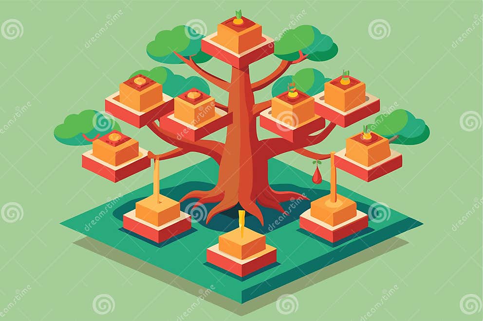 A Creative Isometric Design Showcases a Sauce Tree Featuring Multiple ...