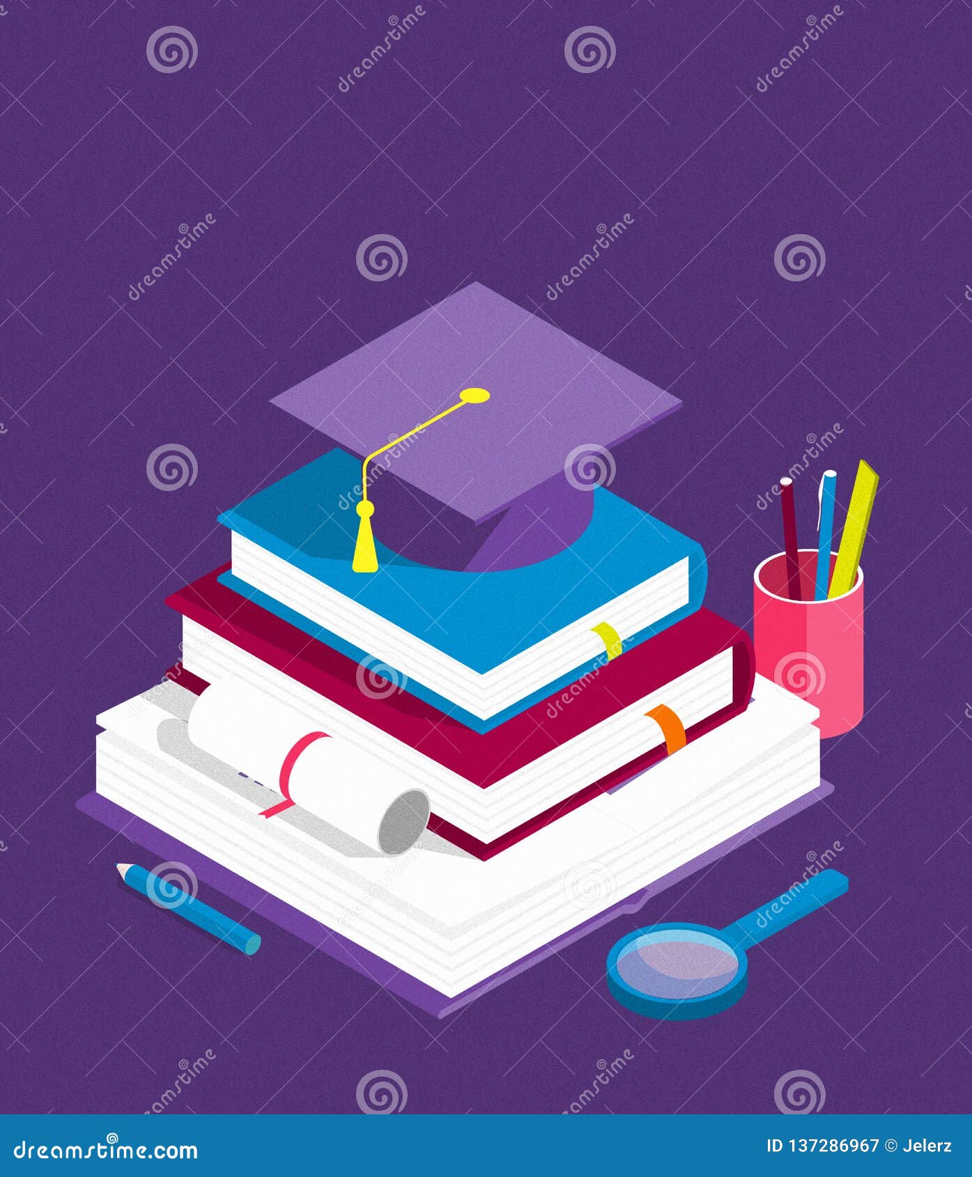 Creative Isometric Education Success, Education Level and Staff and ...