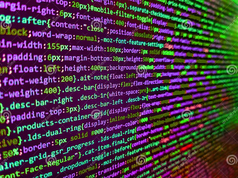 Creative Js HTML5 Closeup Set on Background. Hi-tech Modern Screen of ...