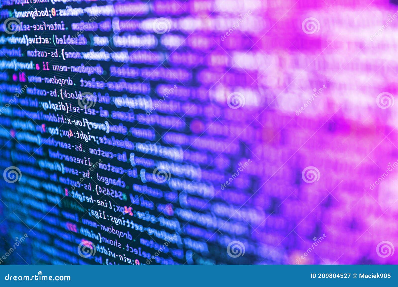 Creative Js HTML5 Closeup Set on Background. Program Development Concept. Developer Working on ...
