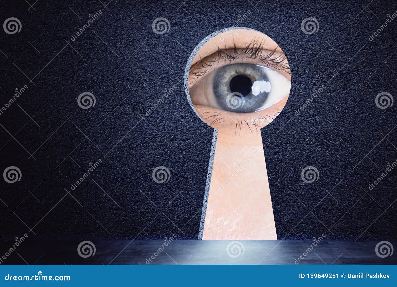 Creative keyhole with eye stock image. Image of people - 139649251
