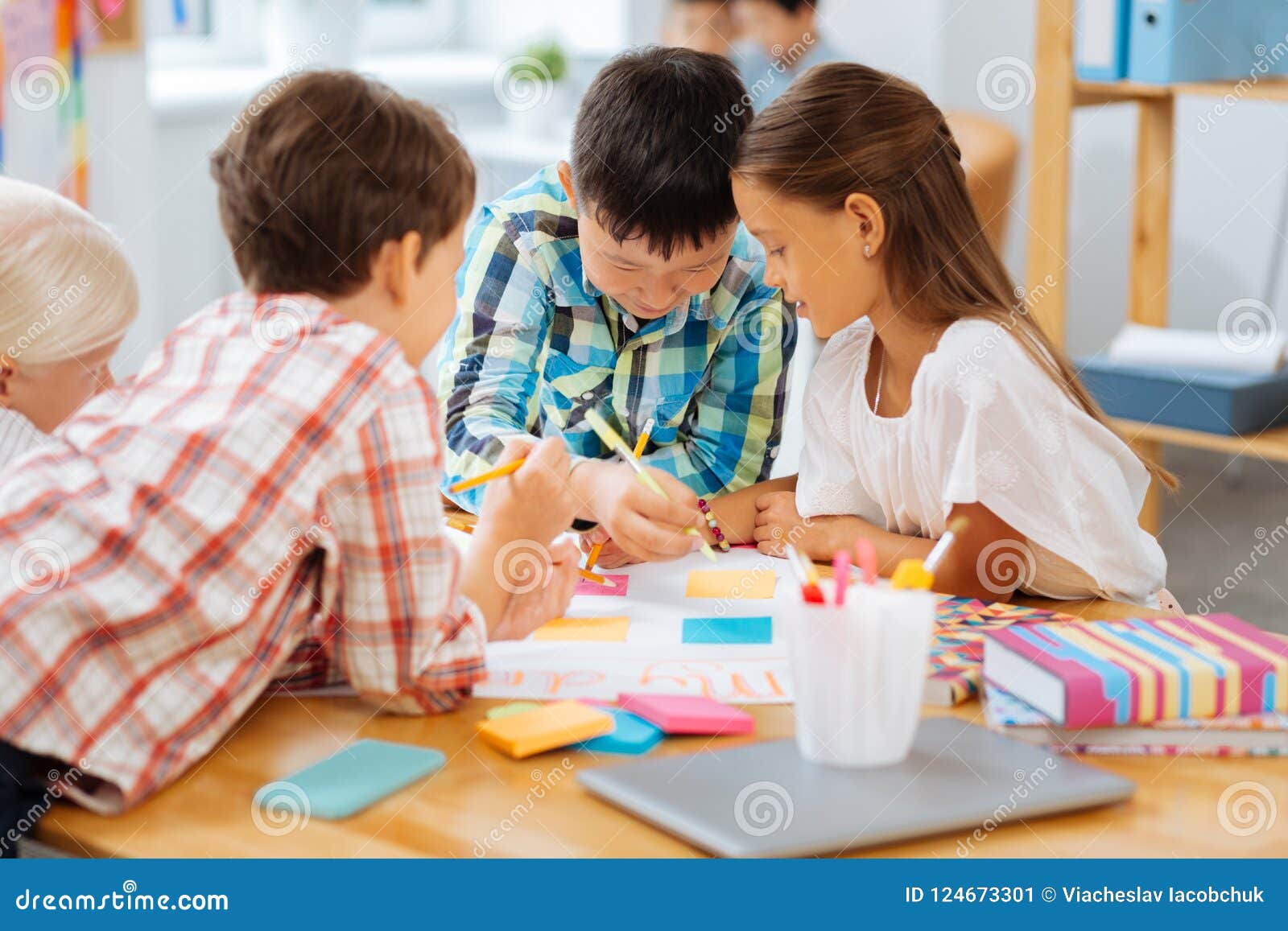 Creative Kids Drawing A Nice Picture In A Class Royalty-Free Stock ...