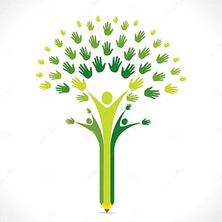 Creative Kids Pencil Hand Tree Design for Support or Helping Concept ...