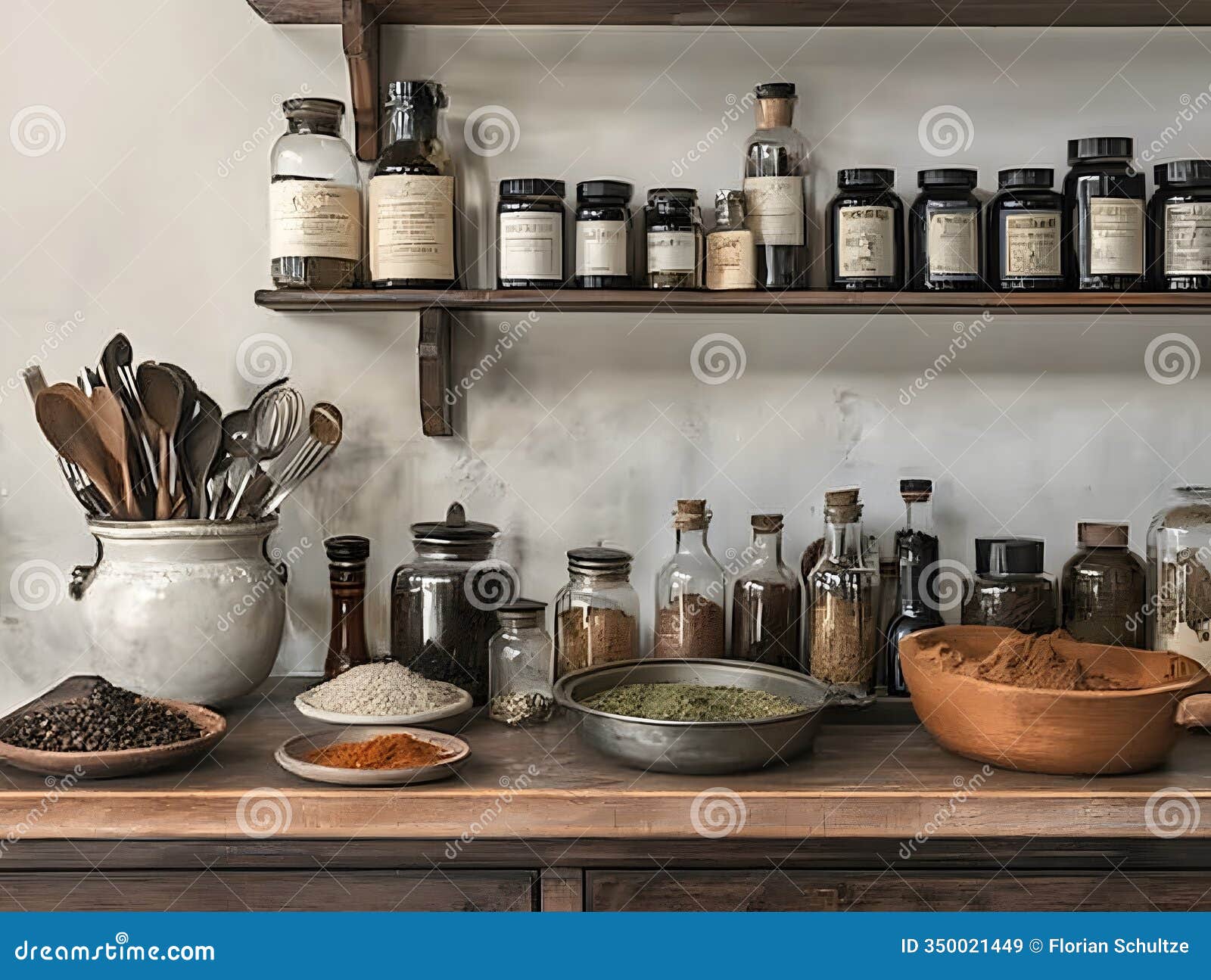 A Creative Kitchen Setup with Various Ingredients Spice Stock ...