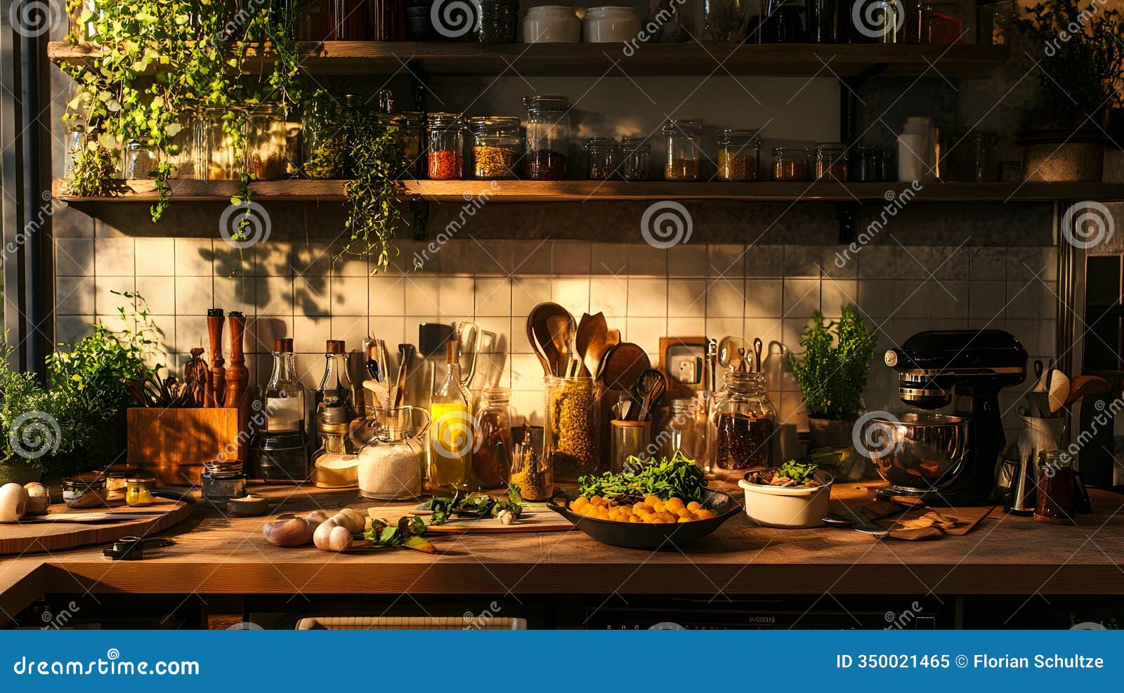 A Creative Kitchen Setup with Various Ingredients Spice Stock ...