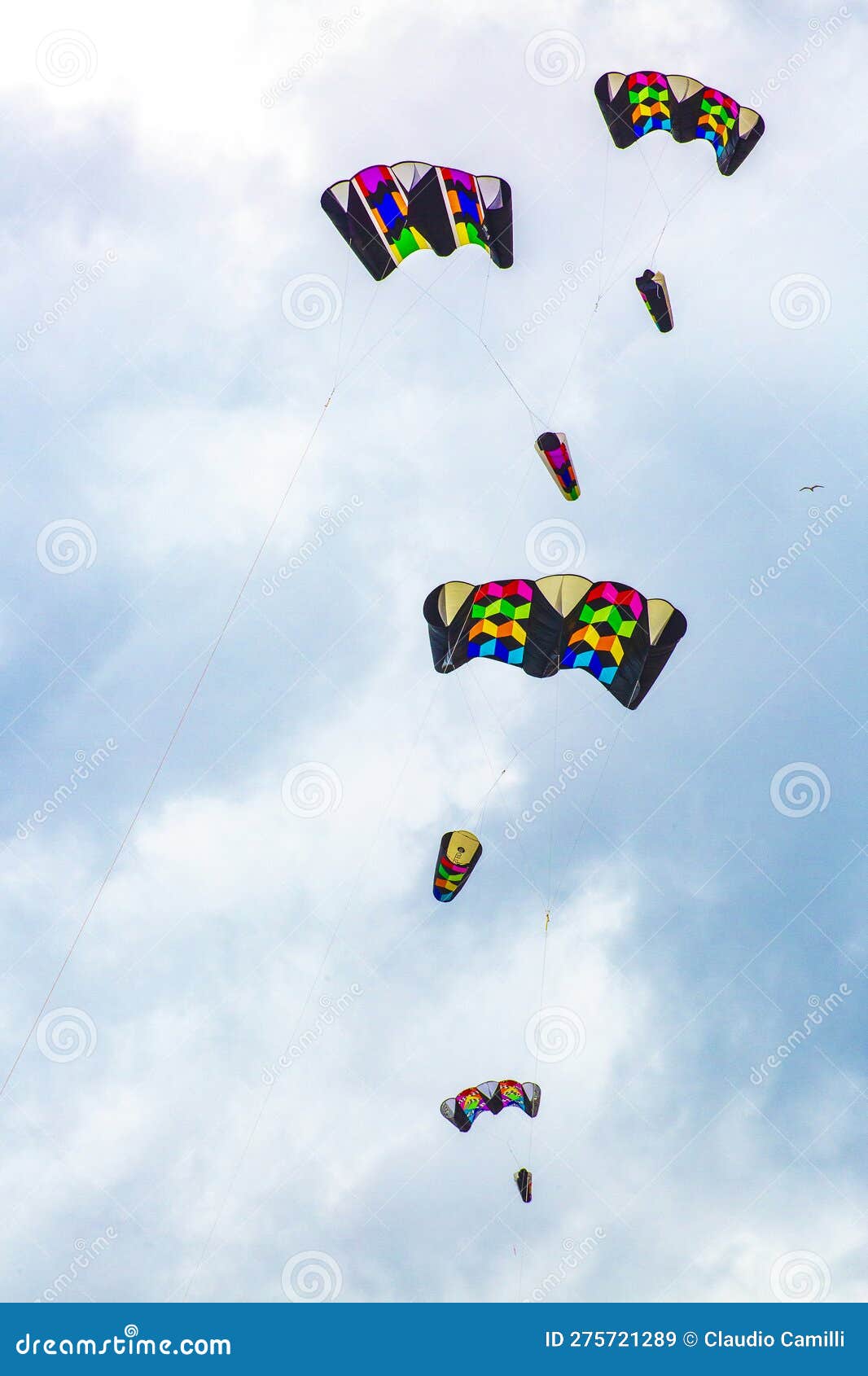 Creative Kites of Various Colors Flying Stock Image - Image of ...