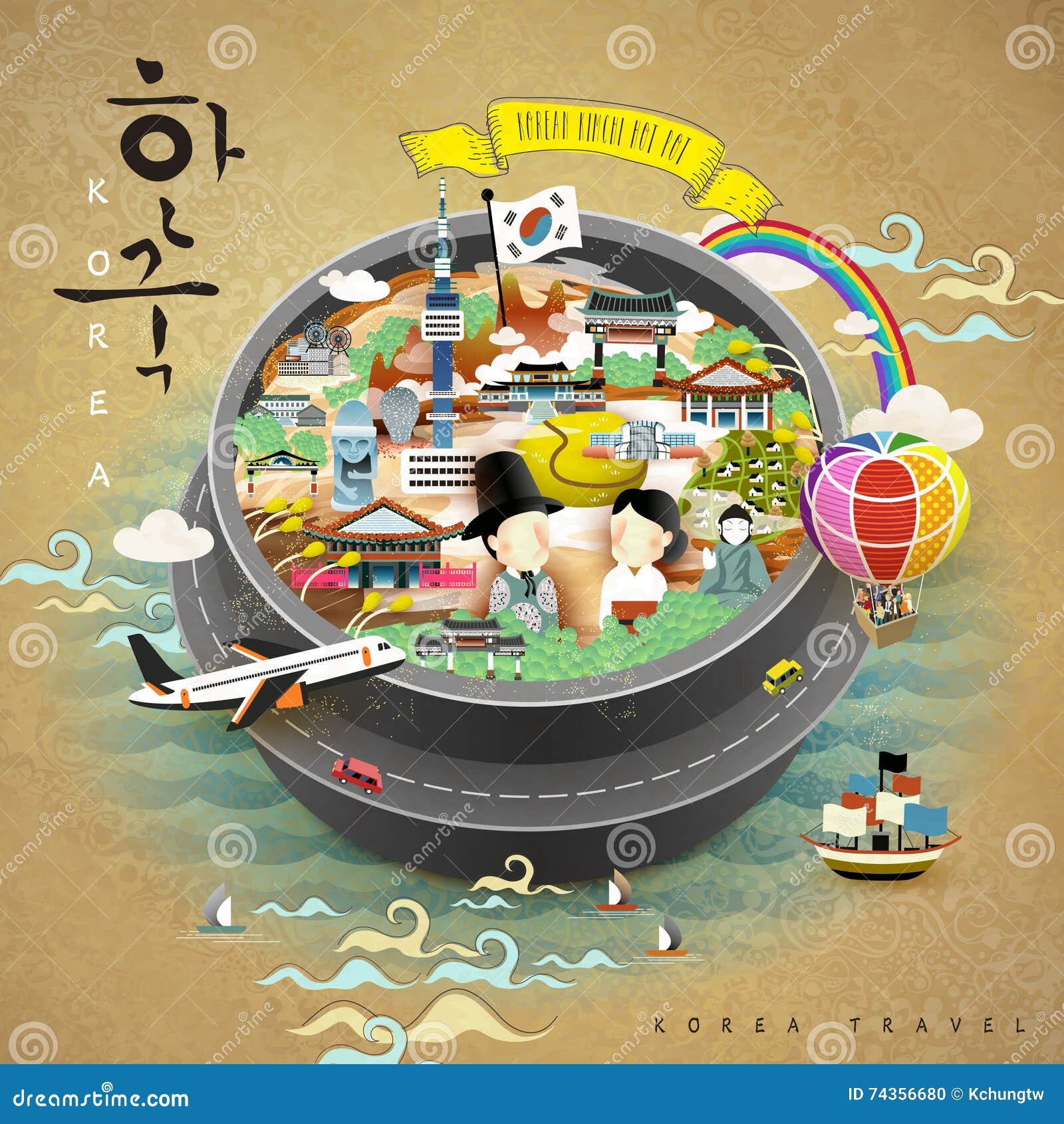 Creative Korea poster stock vector. Illustration of specialty - 74356680