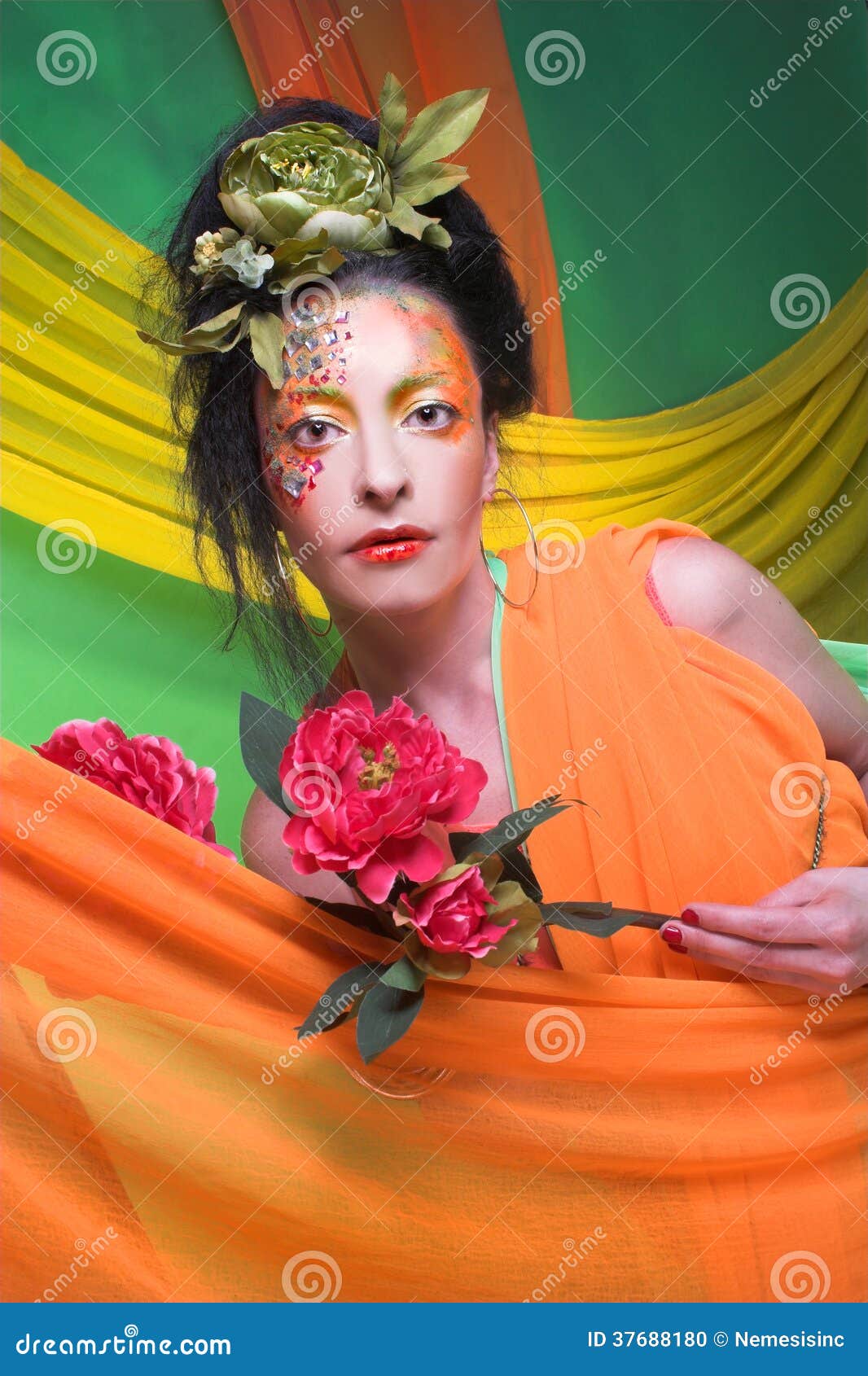 Creative lady. stock photo. Image of curtane, happy, green - 37688180