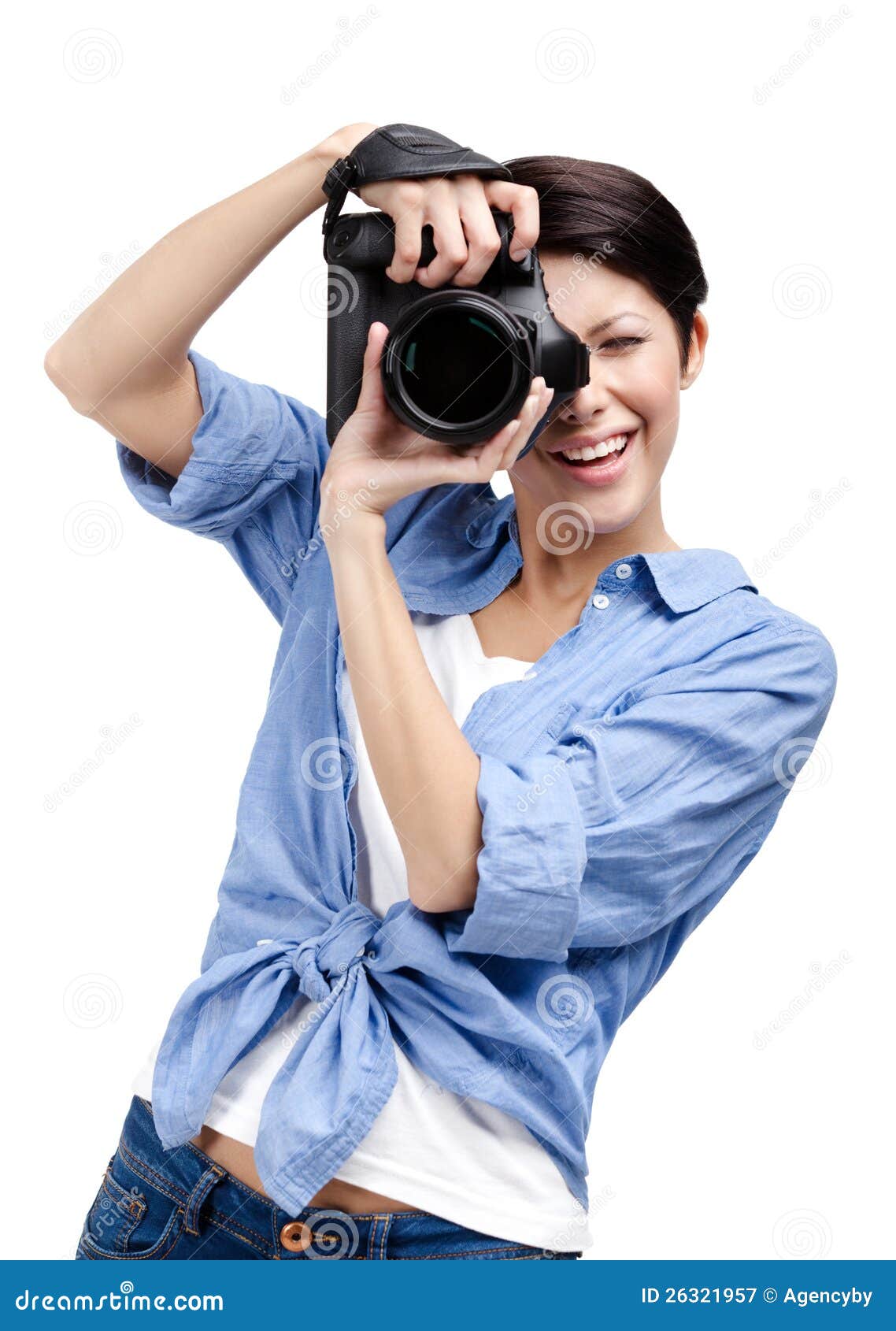 Creative Lady-photographer Takes Shots Stock Image - Image of craft ...