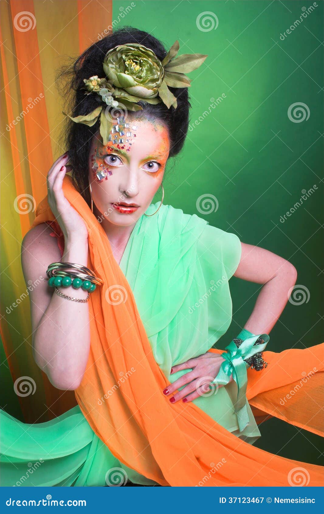 Creative lady. stock image. Image of colorful, flowers - 37123467