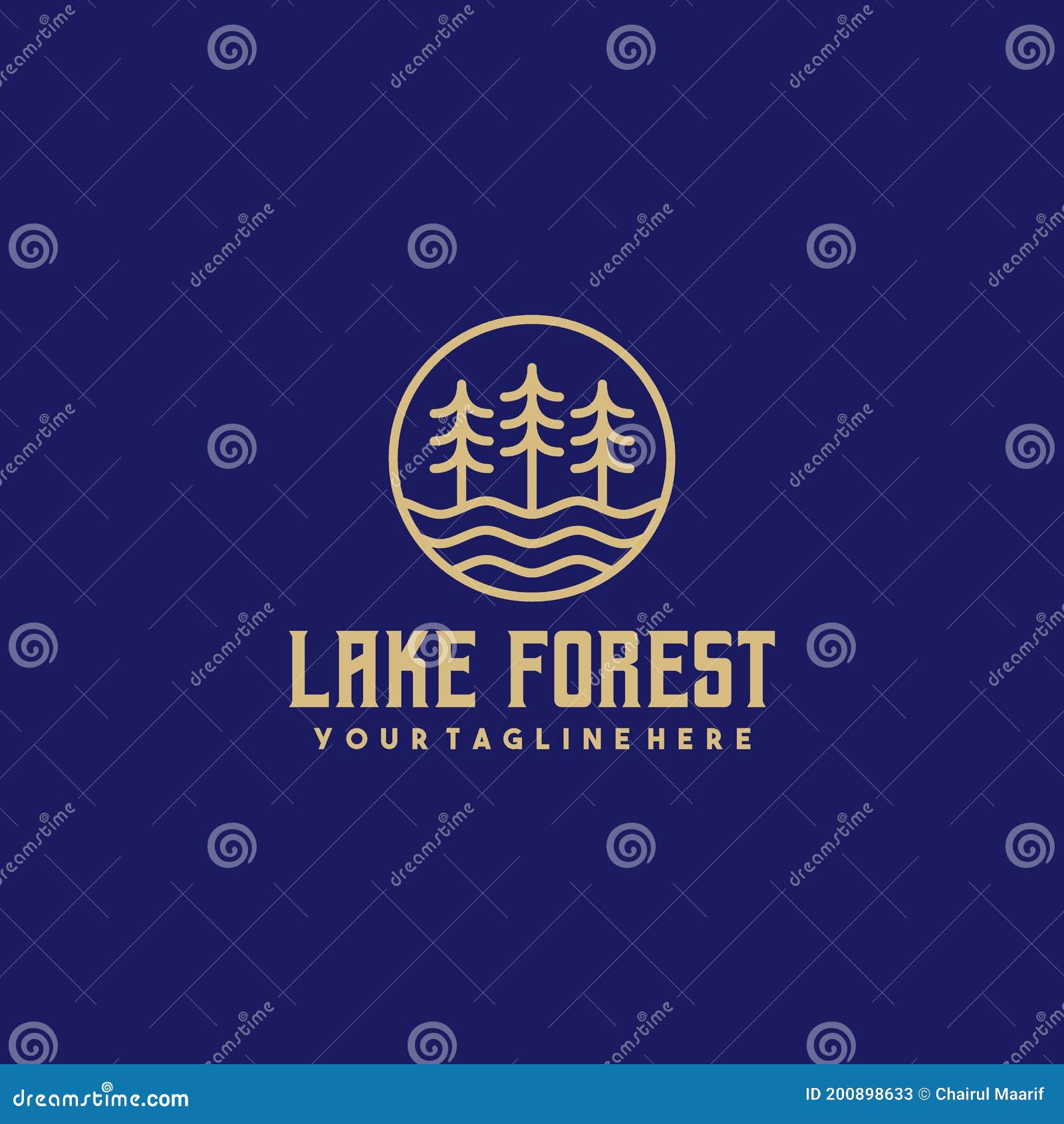 Creative Lake Forest Outline Logo Design Stock Illustration ...