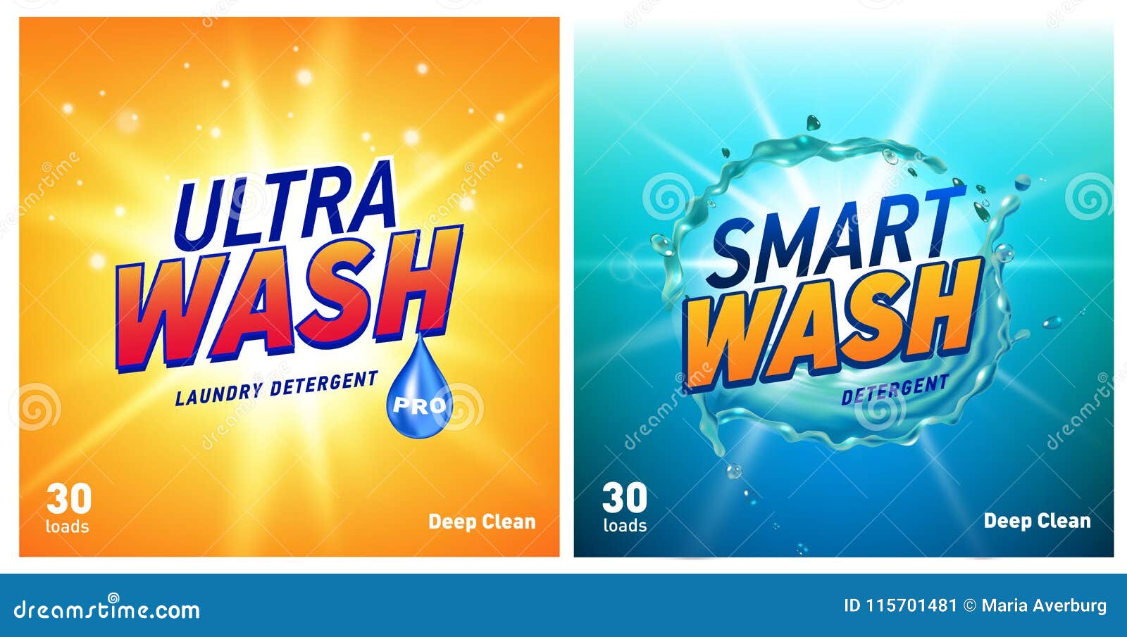 Creative Laundry Detergent Concept Packaging Design Template Set Stock ...