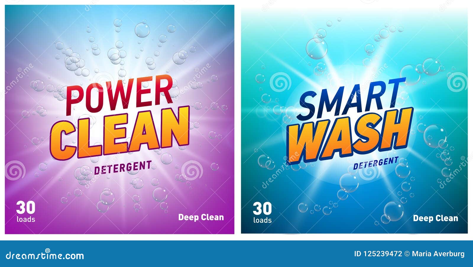 Creative Laundry Detergent Concept Packaging Design Template Set Stock ...