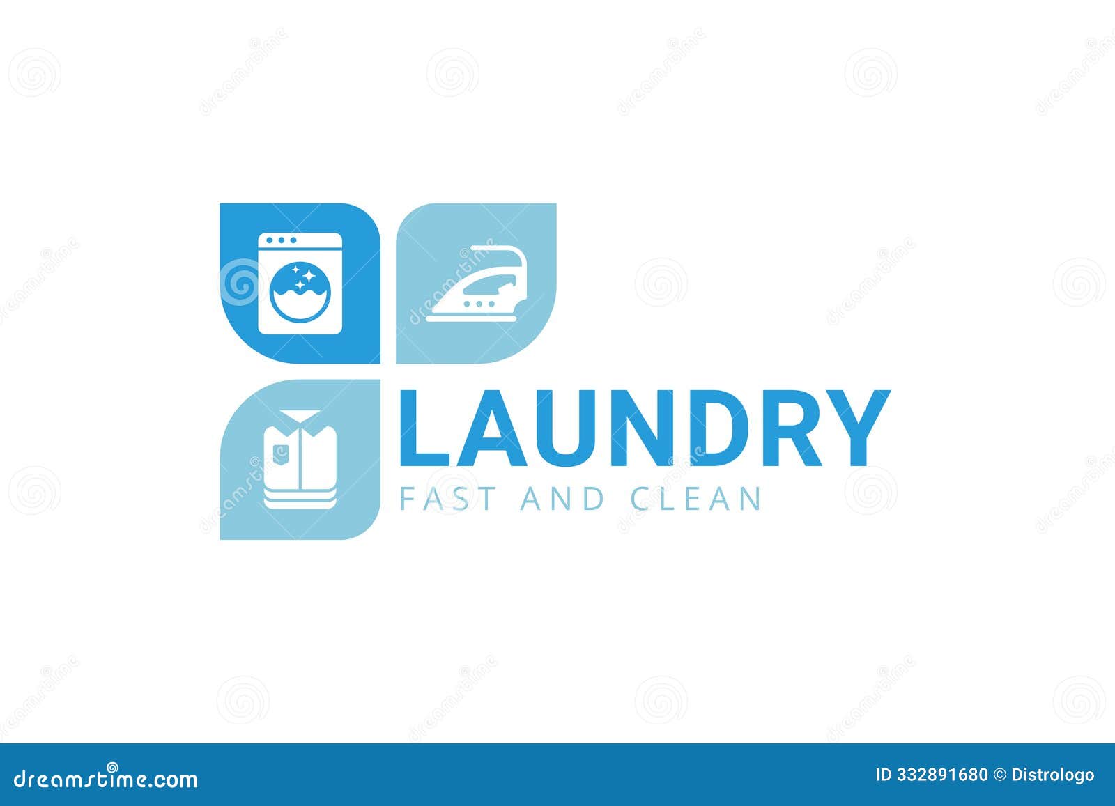 Creative Laundry Service Logo Template. Washing Machine, Iron, and ...
