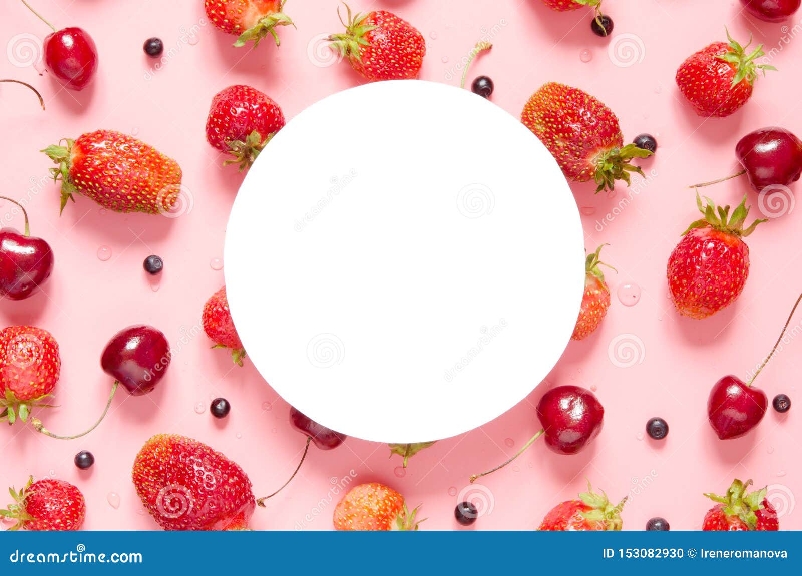 Creative Layout of Berries with Space for Text on White Paper. Mockup ...